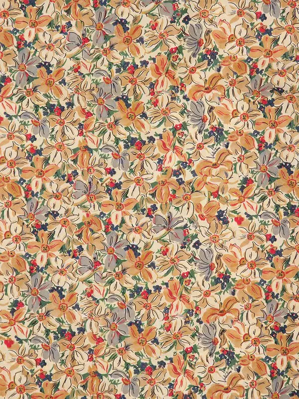 Valentino Garavani Beige Bowling Shirt In Silk With Papier Floral Print - Multicolour