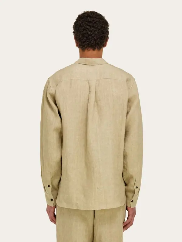 FERRAGAMO Stone Pure Linen Shirt