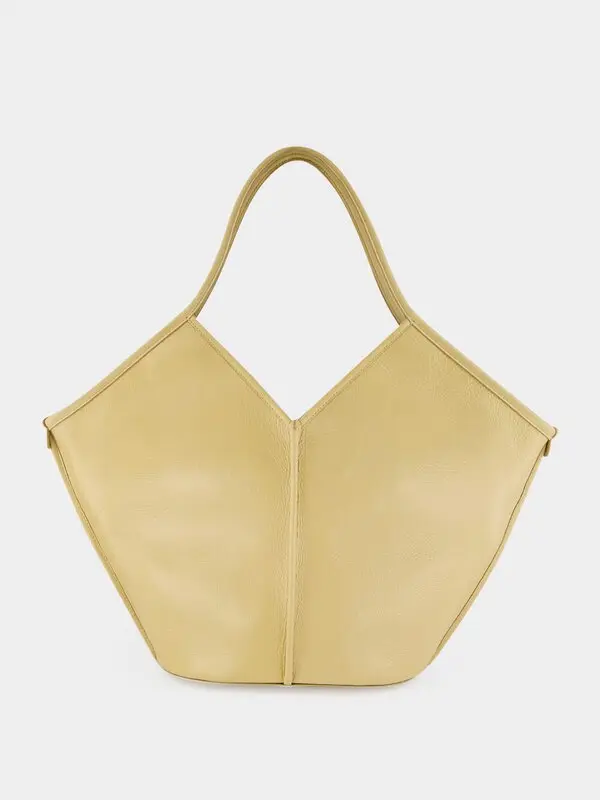 Hereu Calella Distressed Leather Tote Bag - Beige