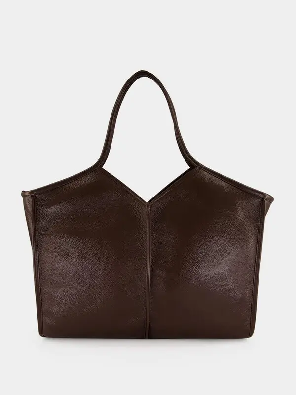 Hereu Calella Squared Medium Grainy Leather Tote Bag - Brown