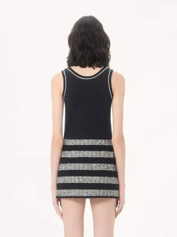 Valentino Garavani Sleeveless Cotton Jersey Top With Contrasting Edges And Vlogo Detail