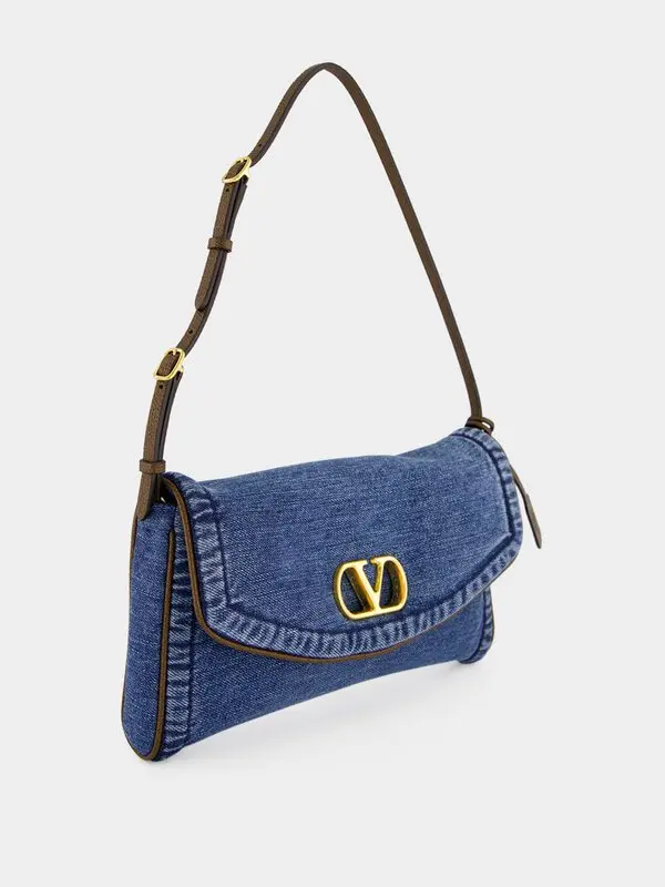 Valentino Garavani Devain Small Denim Shoulder Bag