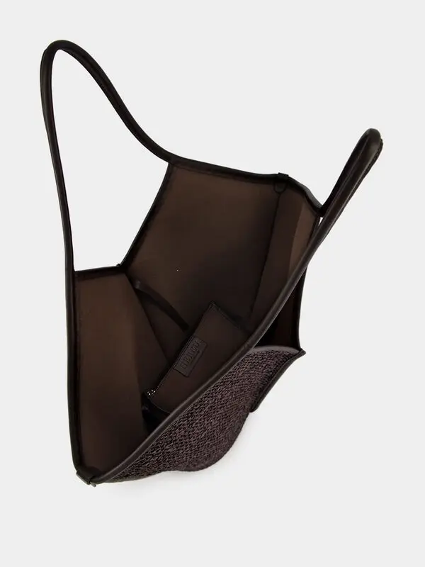 Hereu Dark Calella Raffia Tote Bag