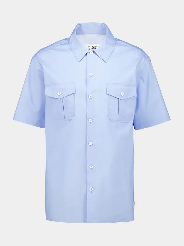 MAISON MARGIELA Light Poplin Short Sleeve Shirt - Blue