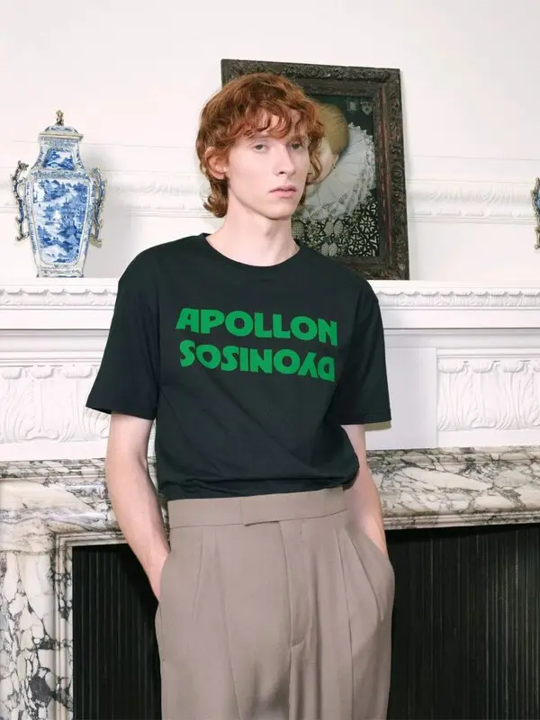 Valentino Garavani Black And T-shirt With Apollon/dyonisos Print - Green