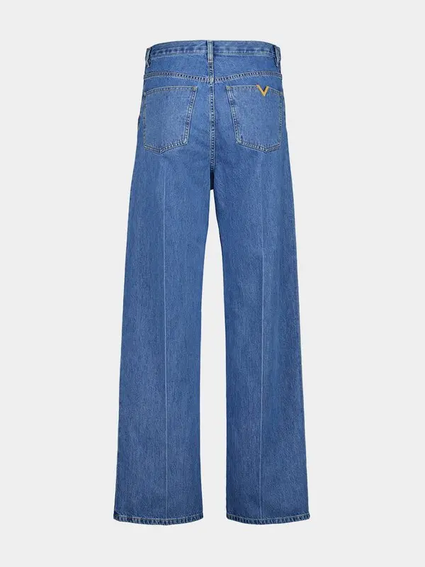 Valentino Garavani Light Wash Denim Jeans With Vlogo Detail