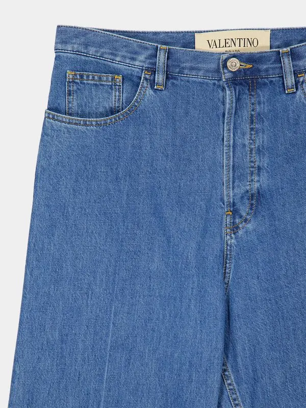 Valentino Garavani Light Wash Denim Jeans With Vlogo Detail