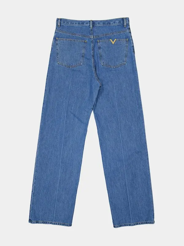 Valentino Garavani Light Wash Denim Jeans With Vlogo Detail