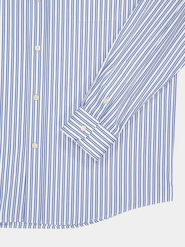 Valentino Garavani Ivory And Cotton Poplin Shirt With Vgold Stripes - Blue