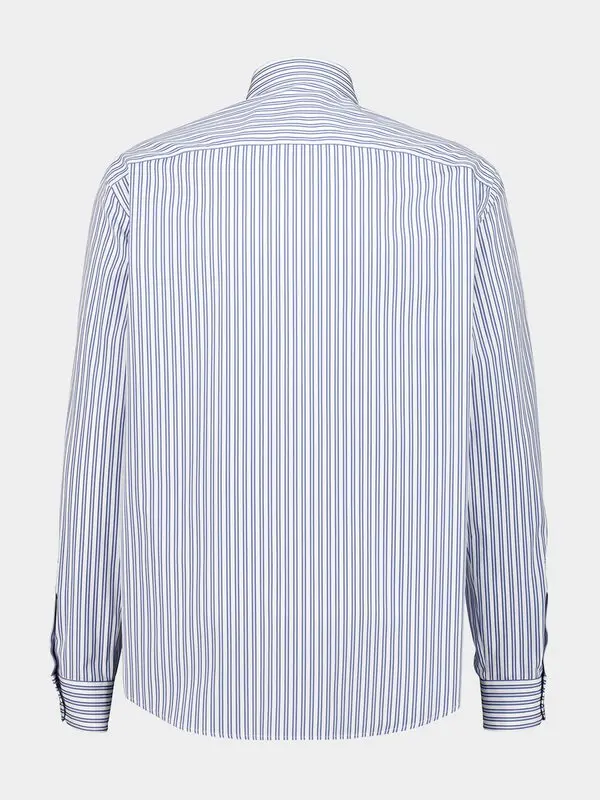 Valentino Garavani Ivory And Cotton Poplin Shirt With Vgold Stripes - Blue
