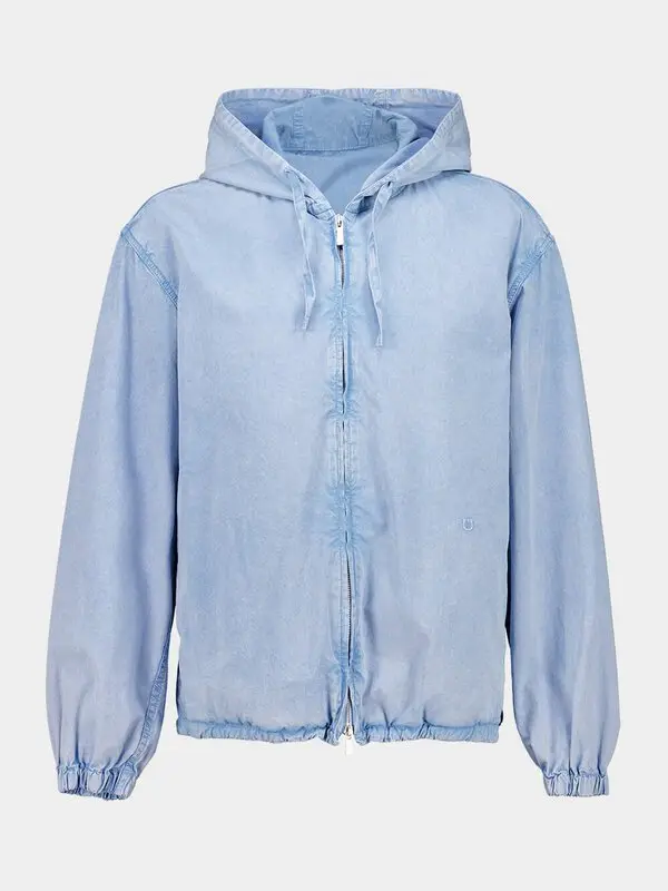 FERRAGAMO Washed Denim Blouson Jacket - Blue