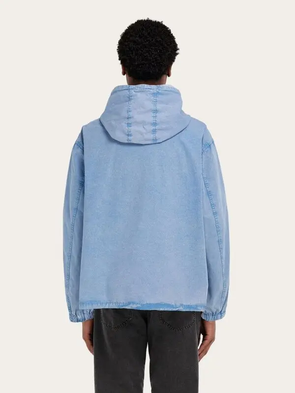 FERRAGAMO Washed Denim Off Duty Blouson Jacket