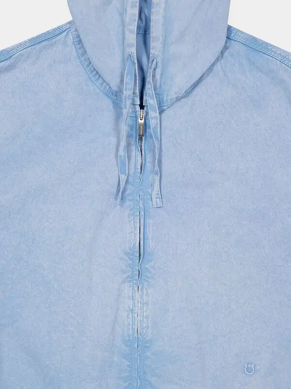 FERRAGAMO Washed Denim Off Duty Blouson Jacket