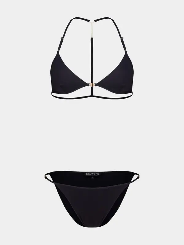 TOM FORD Triangle Bikini With T-trim And Logo Detail - Black