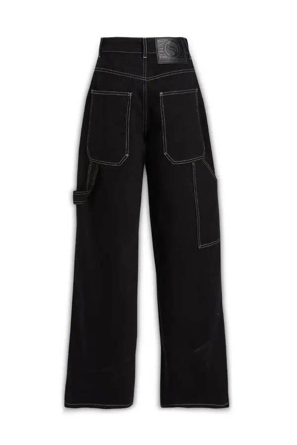 Stella McCartney Black Wash Wide Leg Jeans With Contrast Stitching - Multicolor