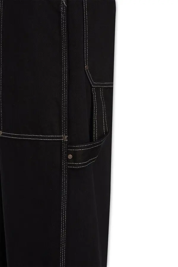 Stella McCartney Black Wash Wide Leg Jeans With Contrast Stitching - Multicolor