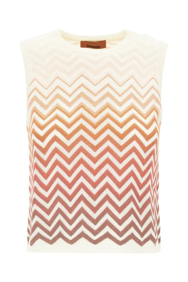 Missoni Sleeveless Knit Top With Chevron Print
