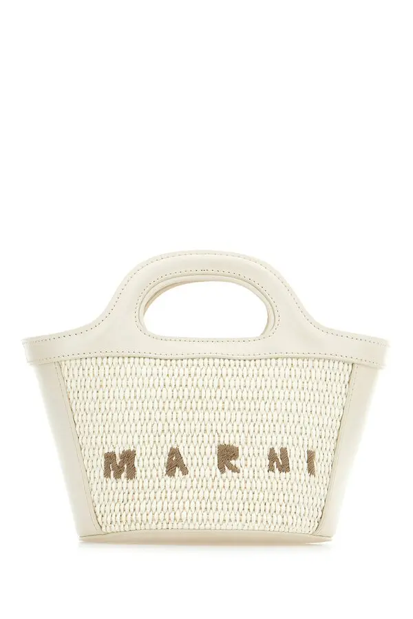Marni Raffia Tote Bag With Logo Detail - Multicolor