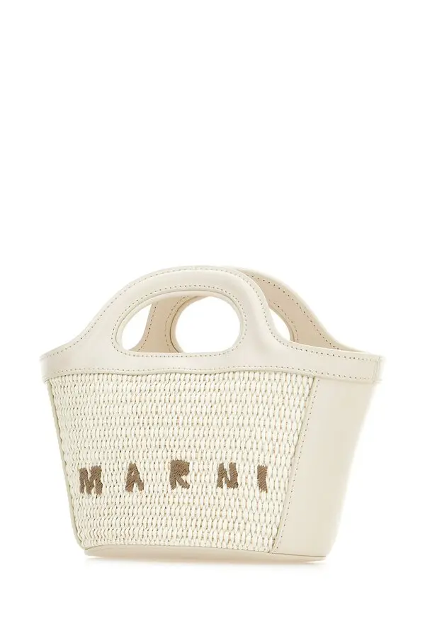 Marni Raffia Tote Bag With Logo Detail