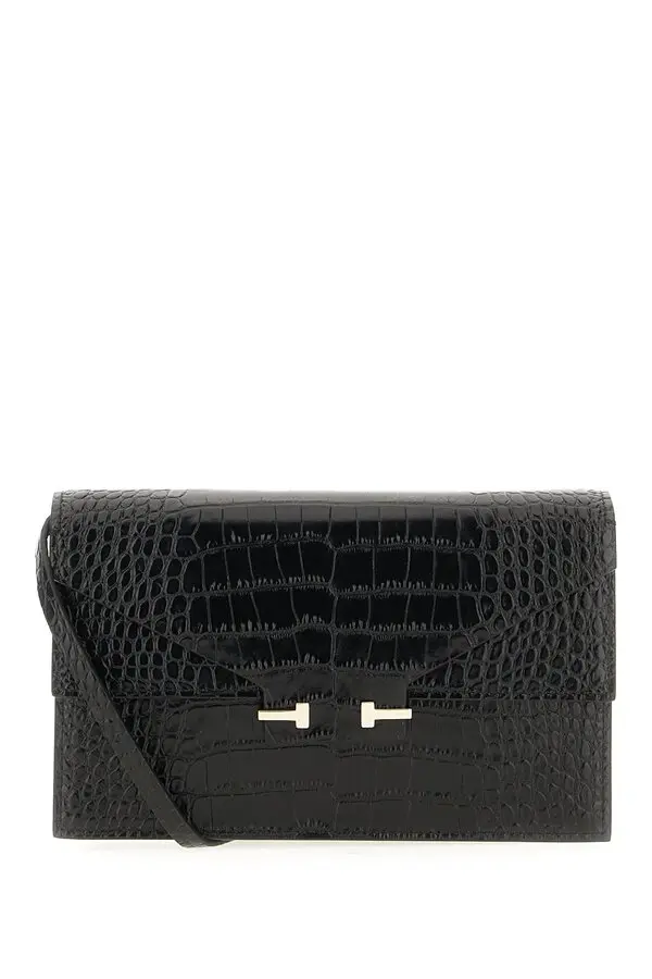 TOM FORD Croc Effect Leather Crossbody Bag With Turn Lock - Multicolor