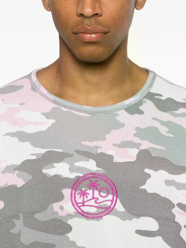 BLUE SKY INN Camo-print Waffle-knit T-shirt