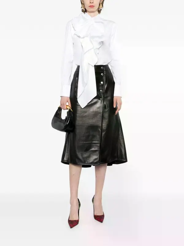 Alexander McQueen Button-detail Leather Skirt