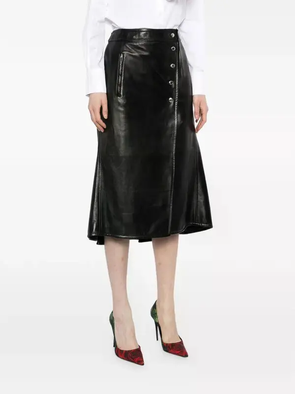 Alexander McQueen Button-detail Leather Skirt