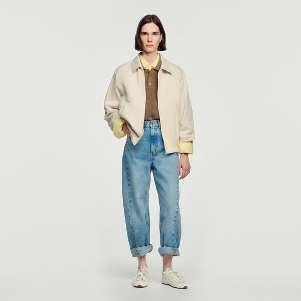 Sandro Cotton And Linen Zip-up Jacket
