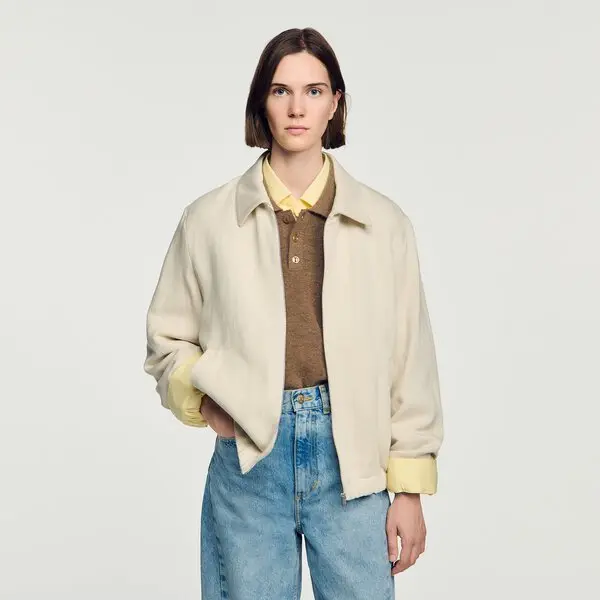Sandro Cotton And Linen Zip-up Jacket