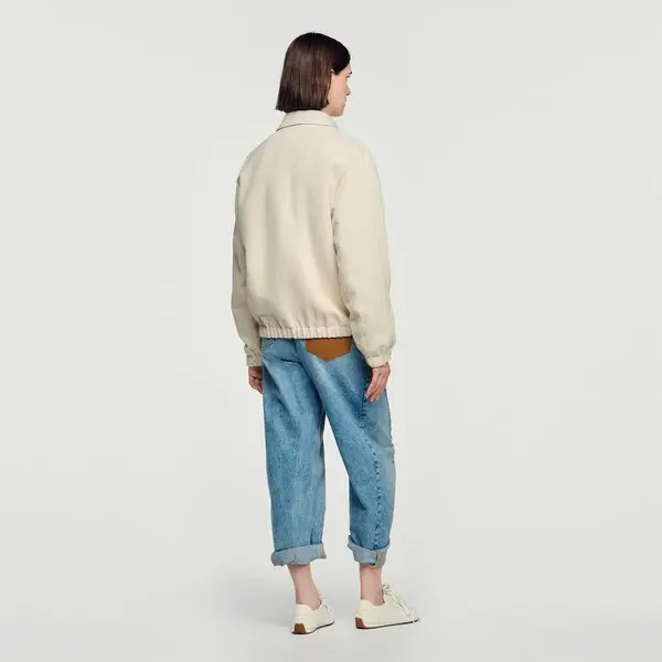 Sandro Cotton And Linen Zip-up Jacket