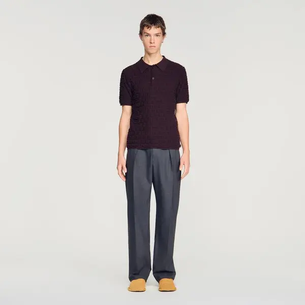 Sandro Terry Knit Polo Shirt