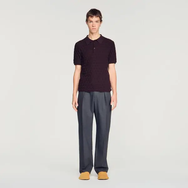 Sandro Terry Knit Polo Shirt