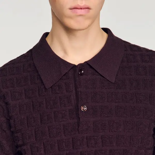 Sandro Terry Knit Polo Shirt