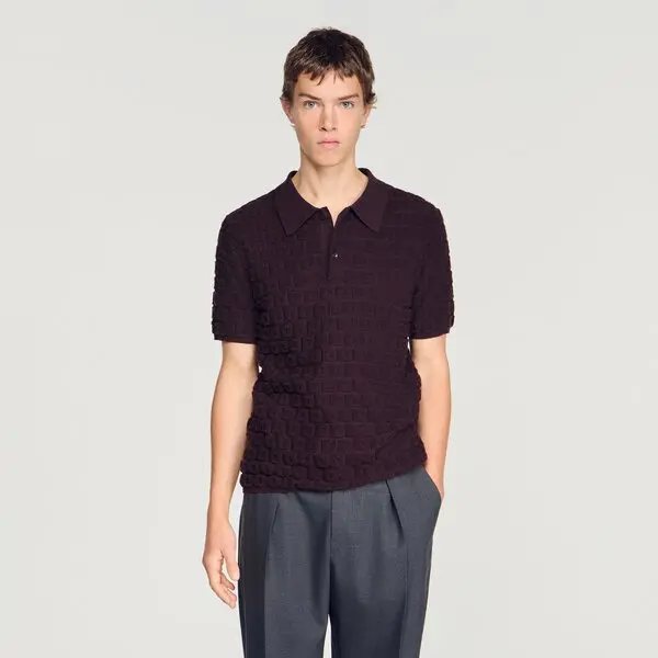 Sandro Terry Knit Polo Shirt