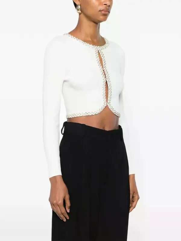 Sandro Rhinestone And Faux-pearl Embellished Ribbed Cardigan