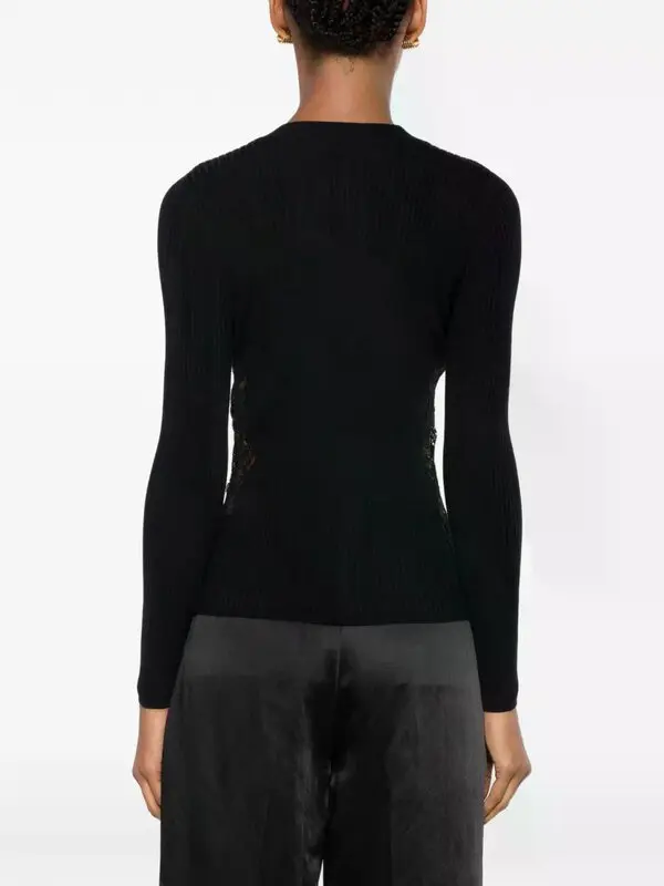Sandro Lace-trim Ribbed-knit Cardigan