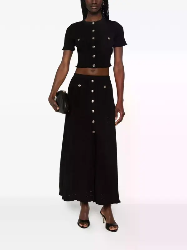 Sandro Cropped Short-sleeve Cardigan With Ruffled Trim