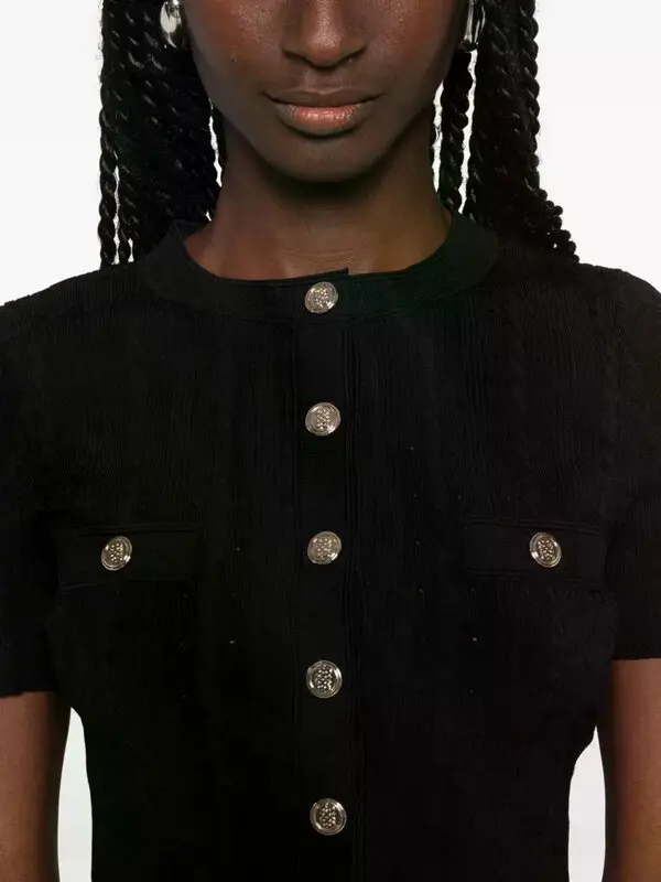 Sandro Cropped Short-sleeve Cardigan With Ruffled Trim