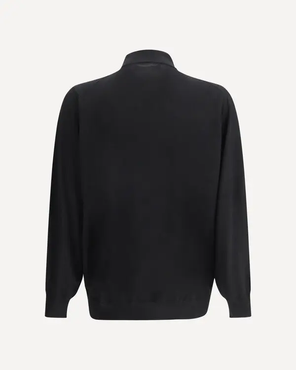 Brunello Cucinelli Virgin Wool Polo Sweater - Black