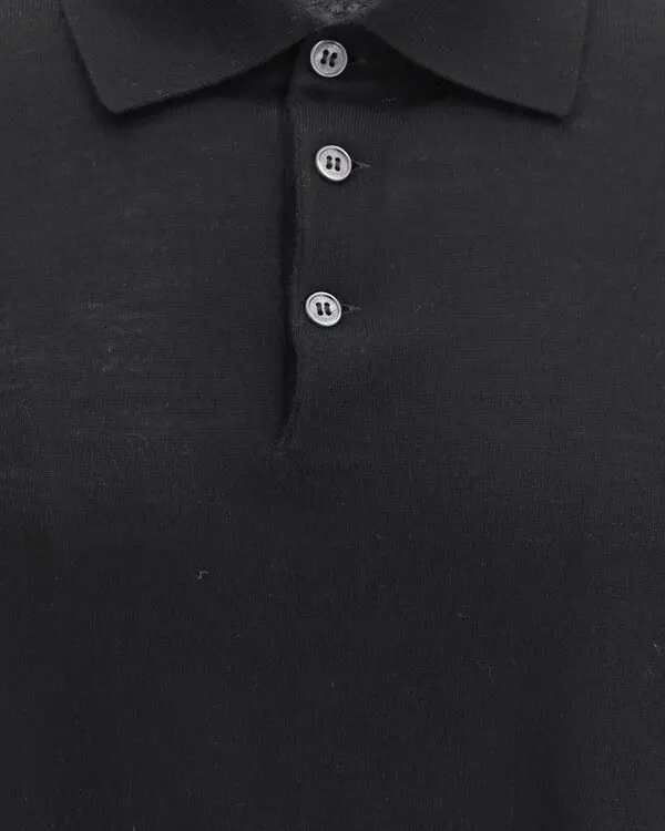 Brunello Cucinelli Virgin Wool Polo Sweater - Black