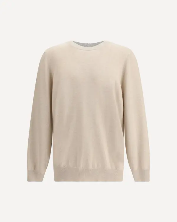 Brunello Cucinelli Cashmere Ribbed Crew Neck Sweater - Beige