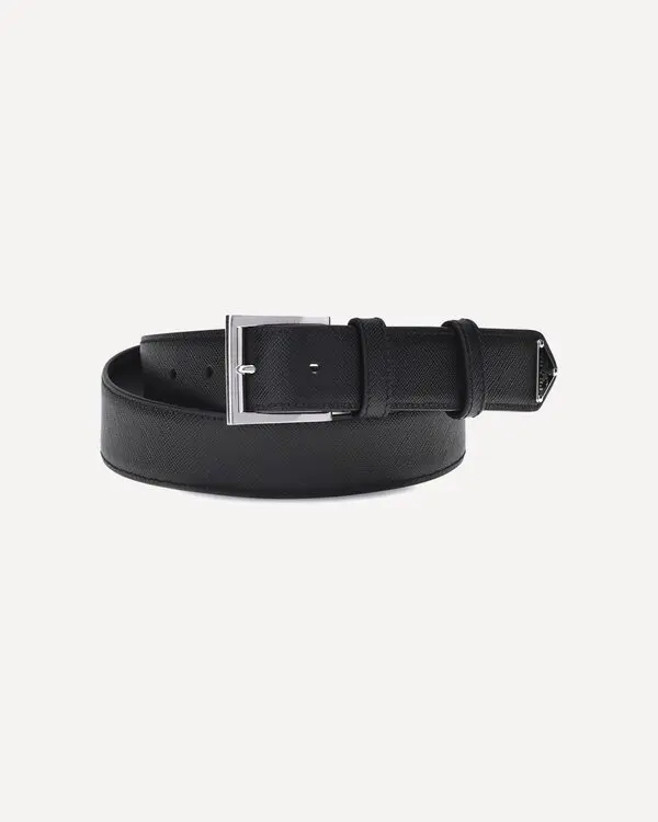 Prada Saffiano Leather Belt With Enamelled Triangle Logo