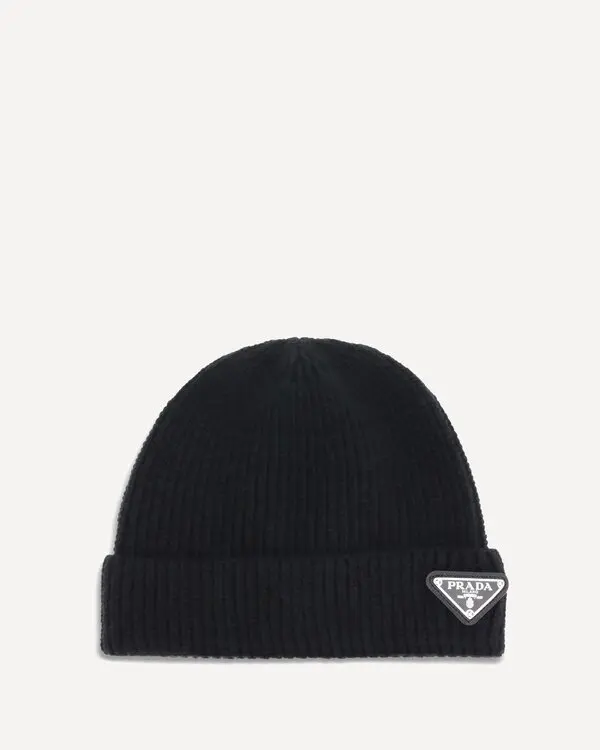 Prada Logo Beanie Hat - Black
