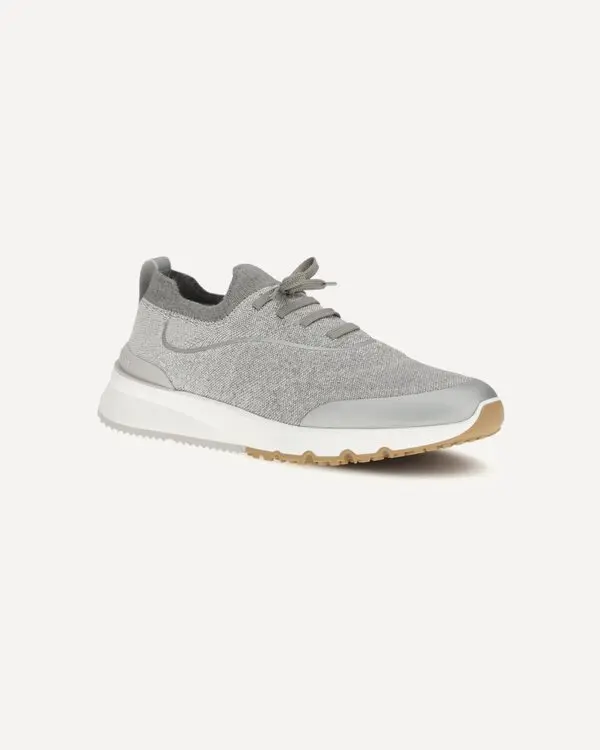 Brunello Cucinelli Techno Cotton Knit Sneakers - Grey