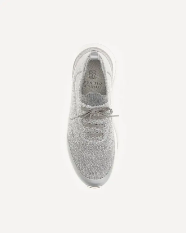 Brunello Cucinelli Techno Cotton Knit Sneakers - Grey