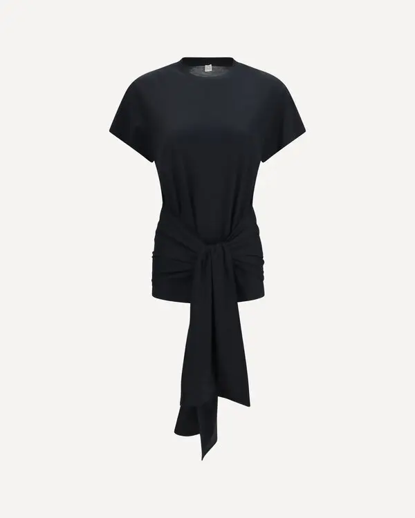 TOTEME Draped Waist Jersey T-shirt - Black