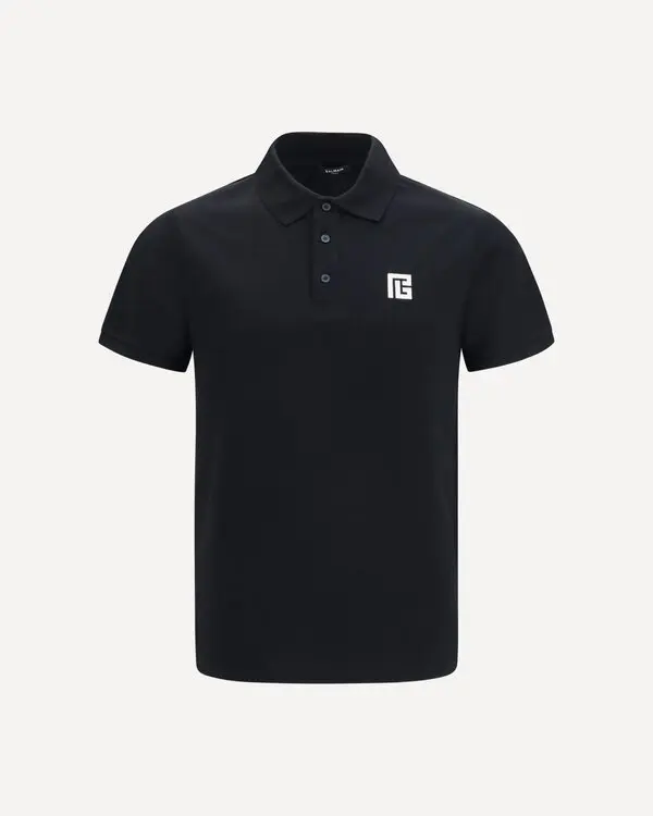 Balmain Pb Embroidered Logo Polo - Black