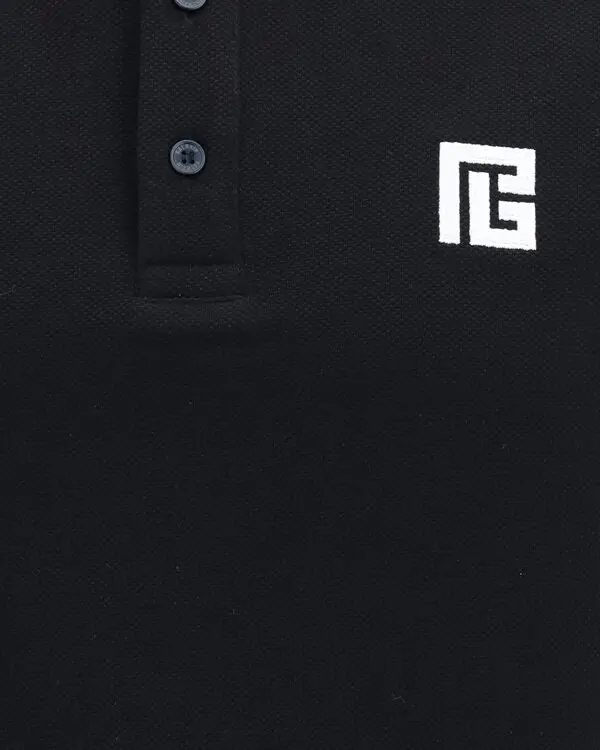 Balmain Pb Embroidered Logo Polo - Black