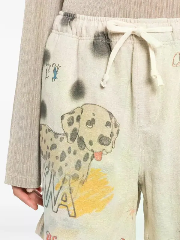 OPEN YY Graphic Print Drawstring Shorts