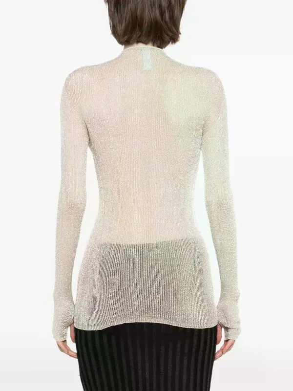 CFCL Metallic-effect Ribbed High Neck Top
